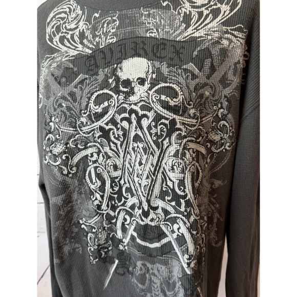 Avirex | Shirts | Avirex Thermal Waffle Knit Pullover Shirt Large Skull ...